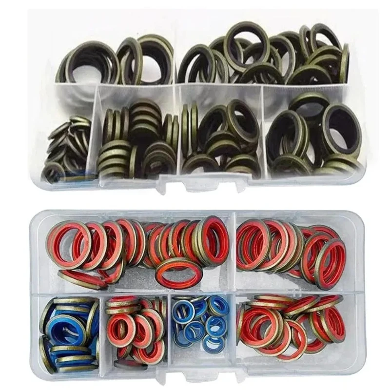 100pcs Bonded Seal Washer Metal Rubber Oil Drain Plug Gasket Fit M6 M8 ...