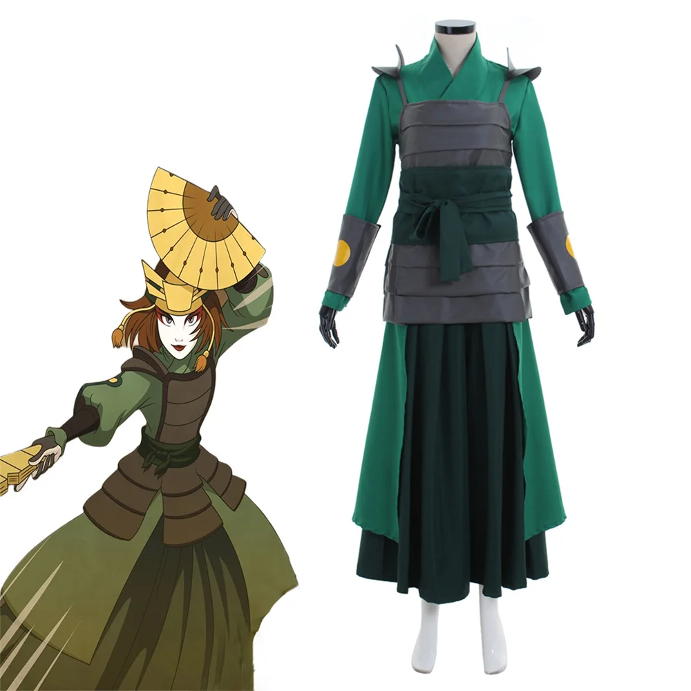 The Last Airbender Kyoshi Warriors Cosplay Costume Adult Women Green ...