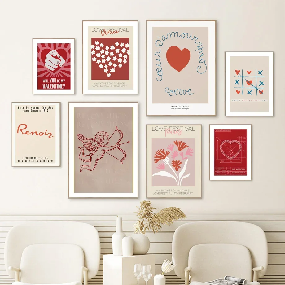 Modern-Simple-Wall-Art-Valentine-Cupid-Romantic-Love-Heart-Abstract-HD ...