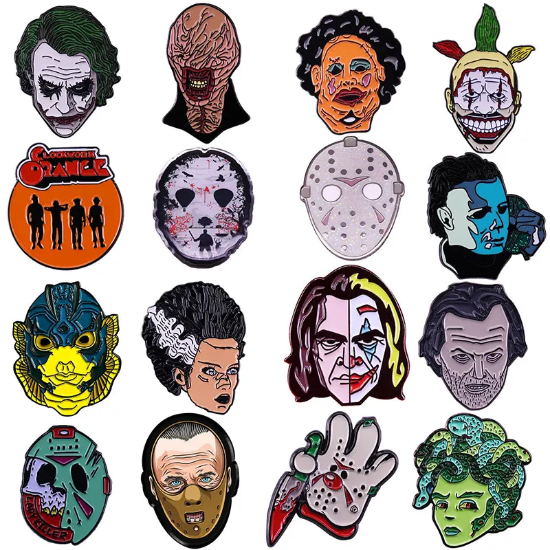 Halloween Horror Enamel Pin Movie Badges Brooch Metal Lapel Pins for ...