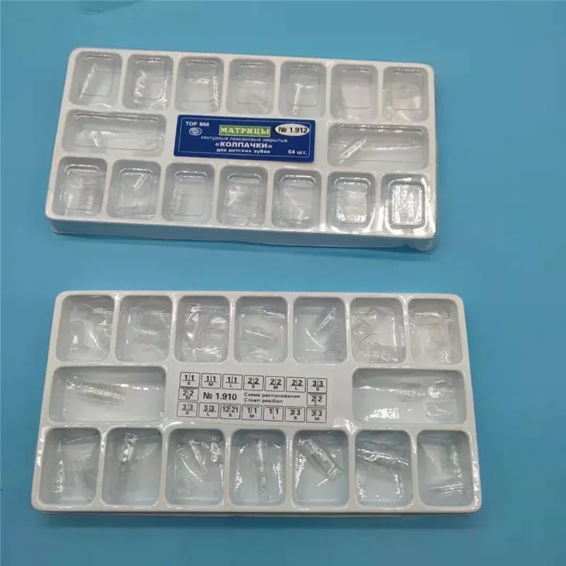 64pcs/Box Dental Transparent Crowns Adult Kids Dentist Kit 1.910/1.912 ...