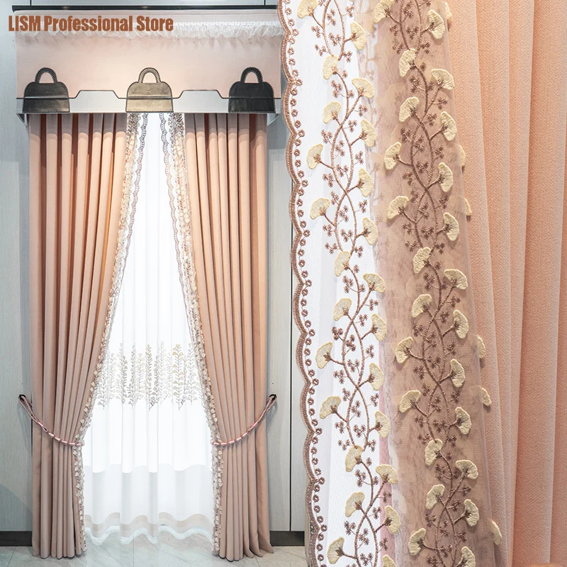 New-Light-Luxury-Pink-Girl-Princess-Style-Embroidered-Lace-Stitching ...