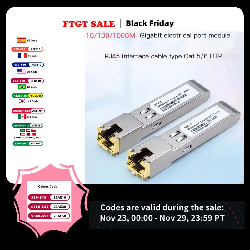 SFP Fiber Module Ethernet Port RJ45 module 1000BASE-T Switch connector ...