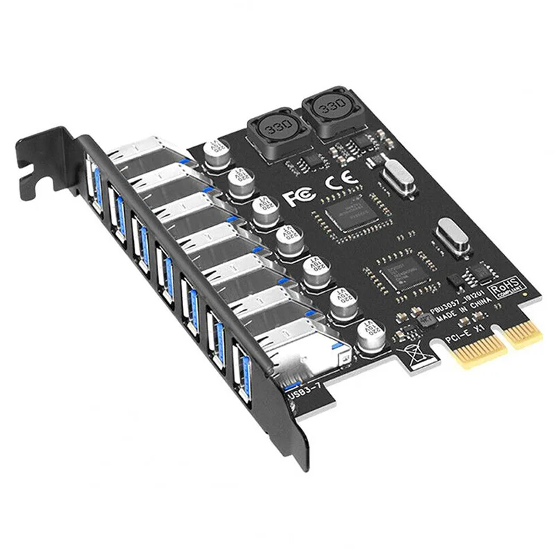 PCIE to USB 3.0 Extend Card 5Gbps Converter Adapter 7 Ports PCI-E ...
