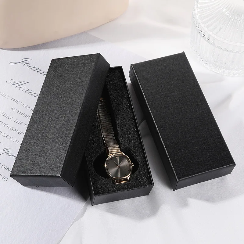 Black-Paper-Rectangle-Watch-Box-with-Inner-Tray-for-Men-Women-Fashion ...