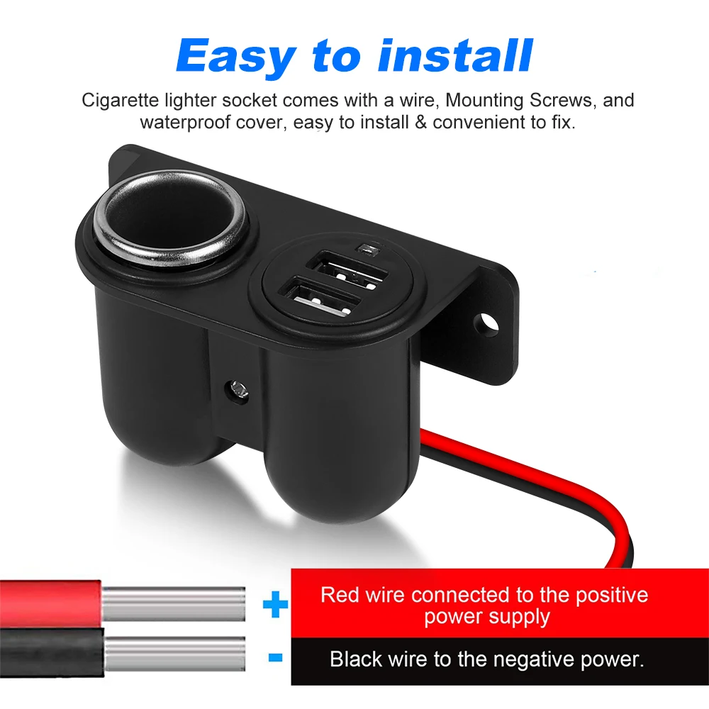 Waterproof-12V-24V-Dual-USB-Car-Charger-Socket-Adapter-3-1A-Cigarette ...