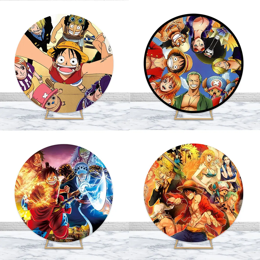 One-Piece-Anime-bulat-latar-belakang-penutup-pesta-ulang-tahun-anak ...