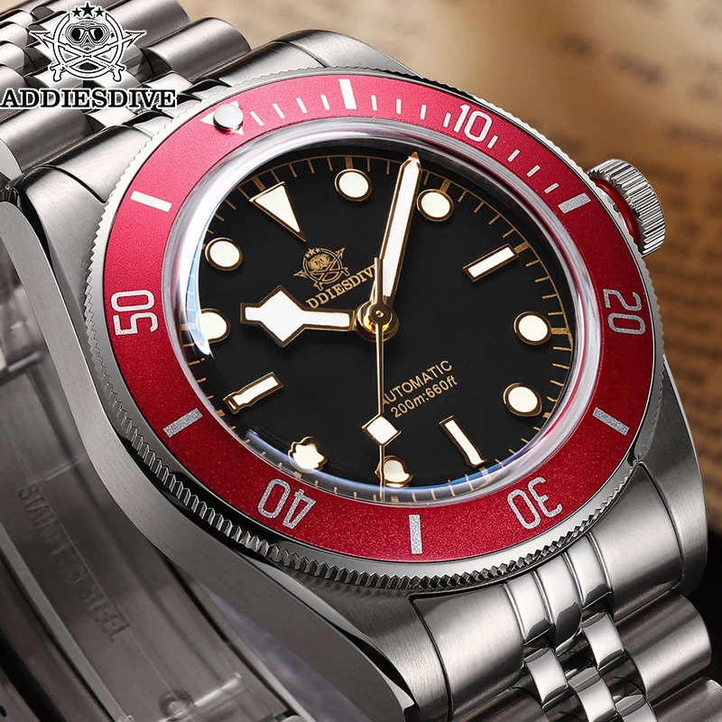 ADDIESDIVE AD2043 39mm reloj automático para hombre esfera negra/blanca ...