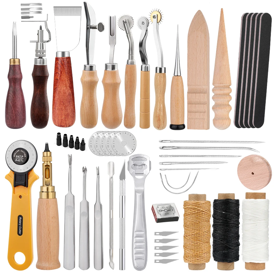 35Pcs-set-Leather-Craft-Tools-Kit-Hand-Sewing-Stitching-Supplies-Punch ...