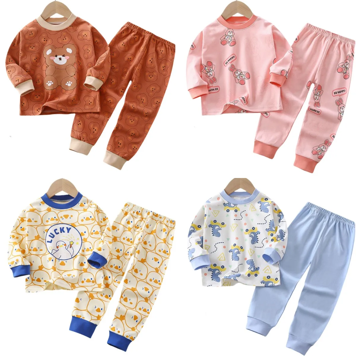 Children-Cotton-Sleepwear-Set-Home-Boys-Girls-Animal-Pyjamas-Pijamas ...