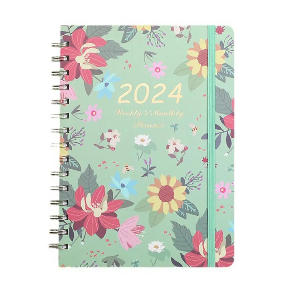 Weekly-Planner-Exquisite-Floral-Print-2024-Monthly-Planner-Notebook ...