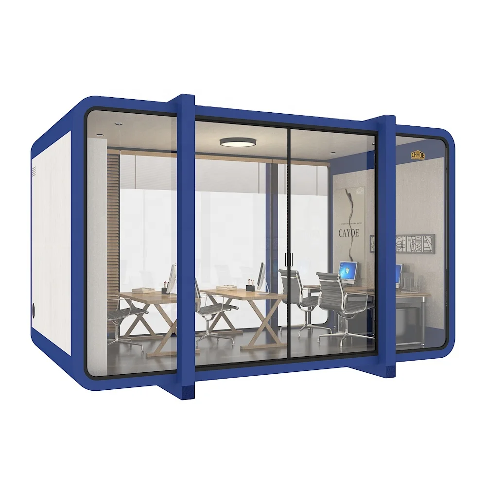 Prefab Glass 4 Person Home Office Pod Office Meeting Soundproof Booth ...