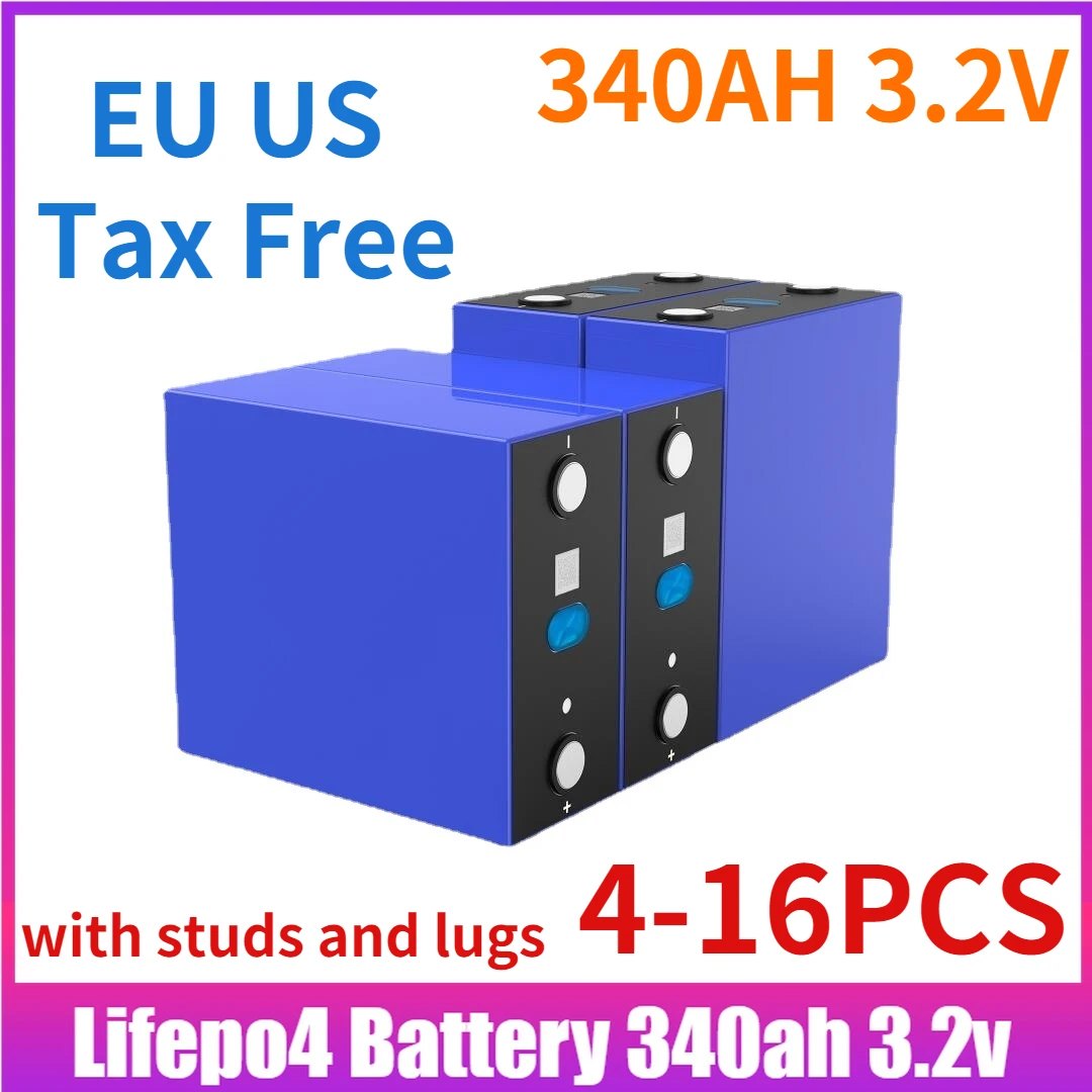 Lifepo4 340ah Rechargeable Lifepo4 Battery 3.2v Energy Storage Lfp With Studs And Lugs For ...