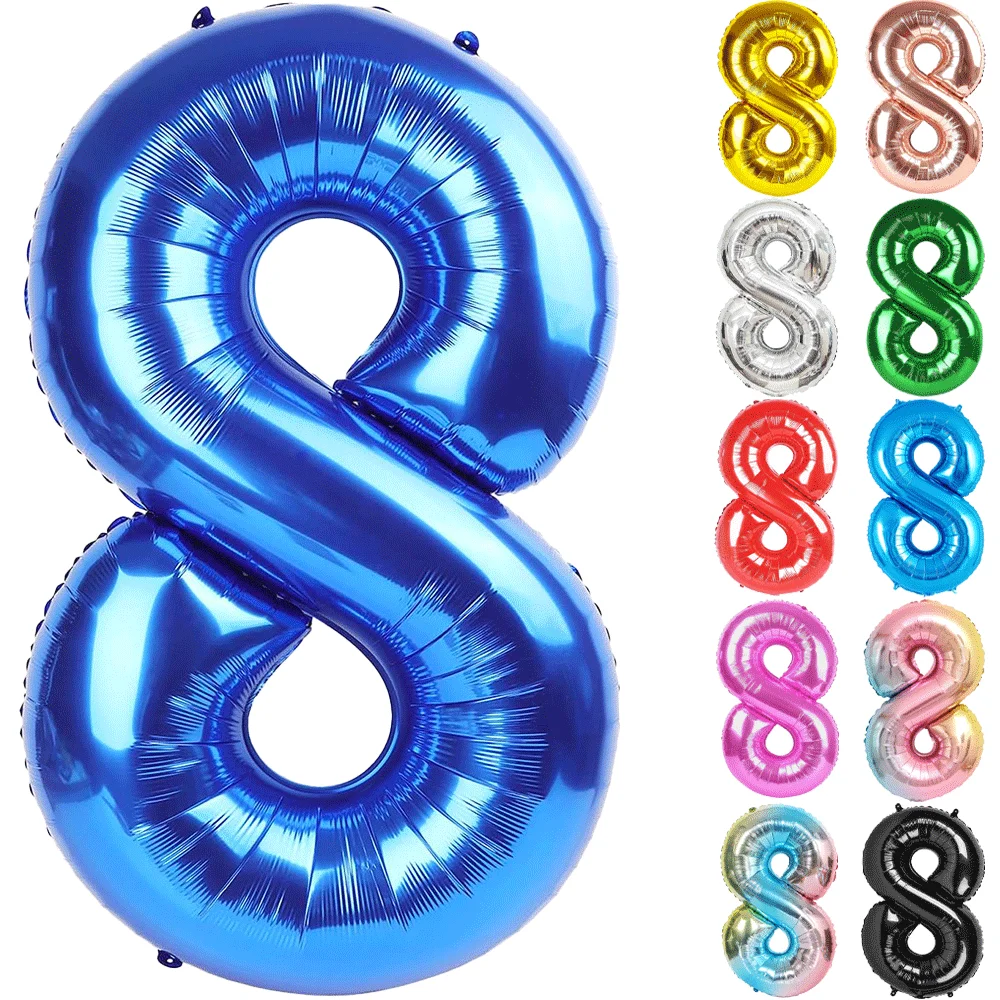 32Inch Multicolor Number 8 Balloon Large Number Balloons 0-9 Boys Girls ...