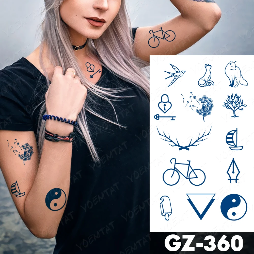 Semi-Permanent-Waterproof-Temporary-Tattoo-Sticker-Yin-Yang-Genipin ...