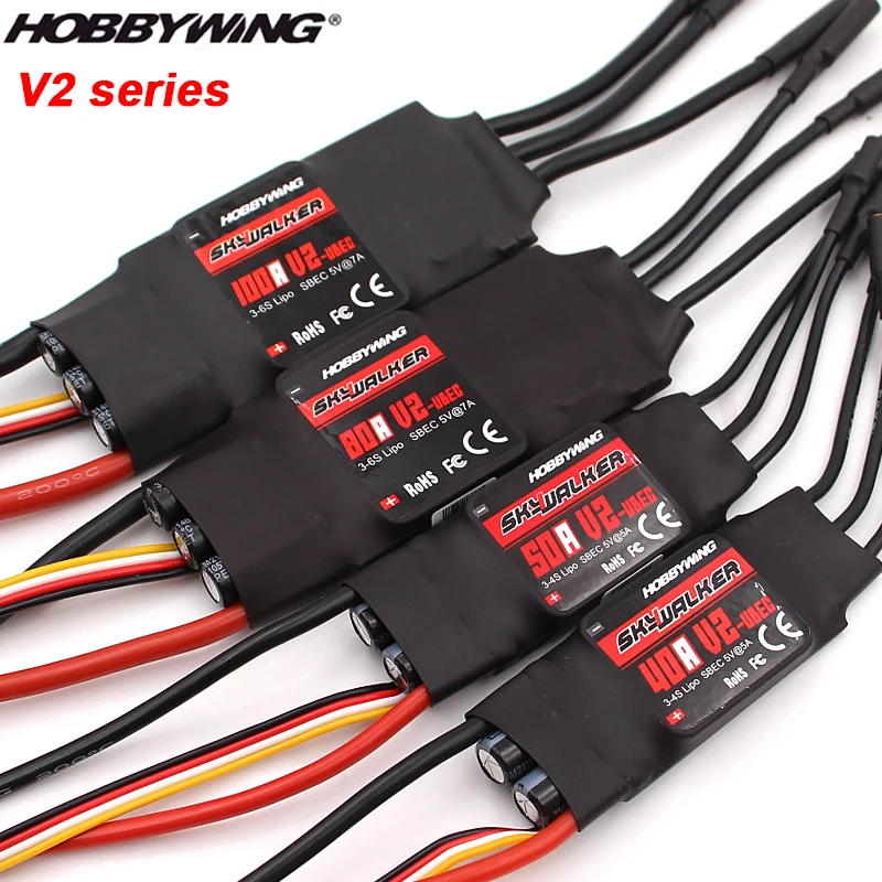 NEW-Hobbywing-Skywalker-V2-40A-50A-80A-100A-Brushless-ESC-Speed ...
