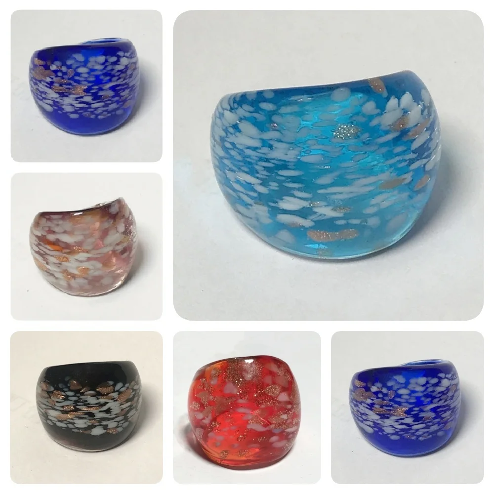 Handmade-Women-s-Murano-Glass-Rings-Fashion-Exquisite-Rhinestone-Spot ...