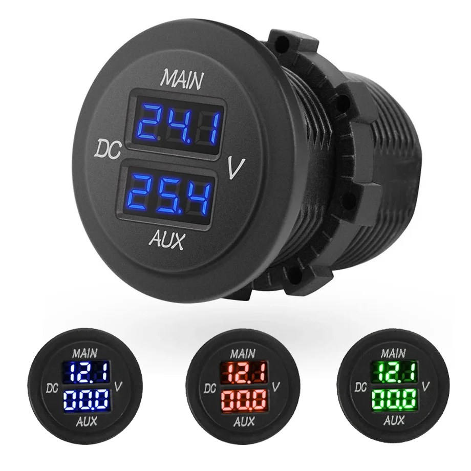 LED-Car-Digital-Double-Voltmeter-Round-Panel-Voltage-Monitor-for-Car ...