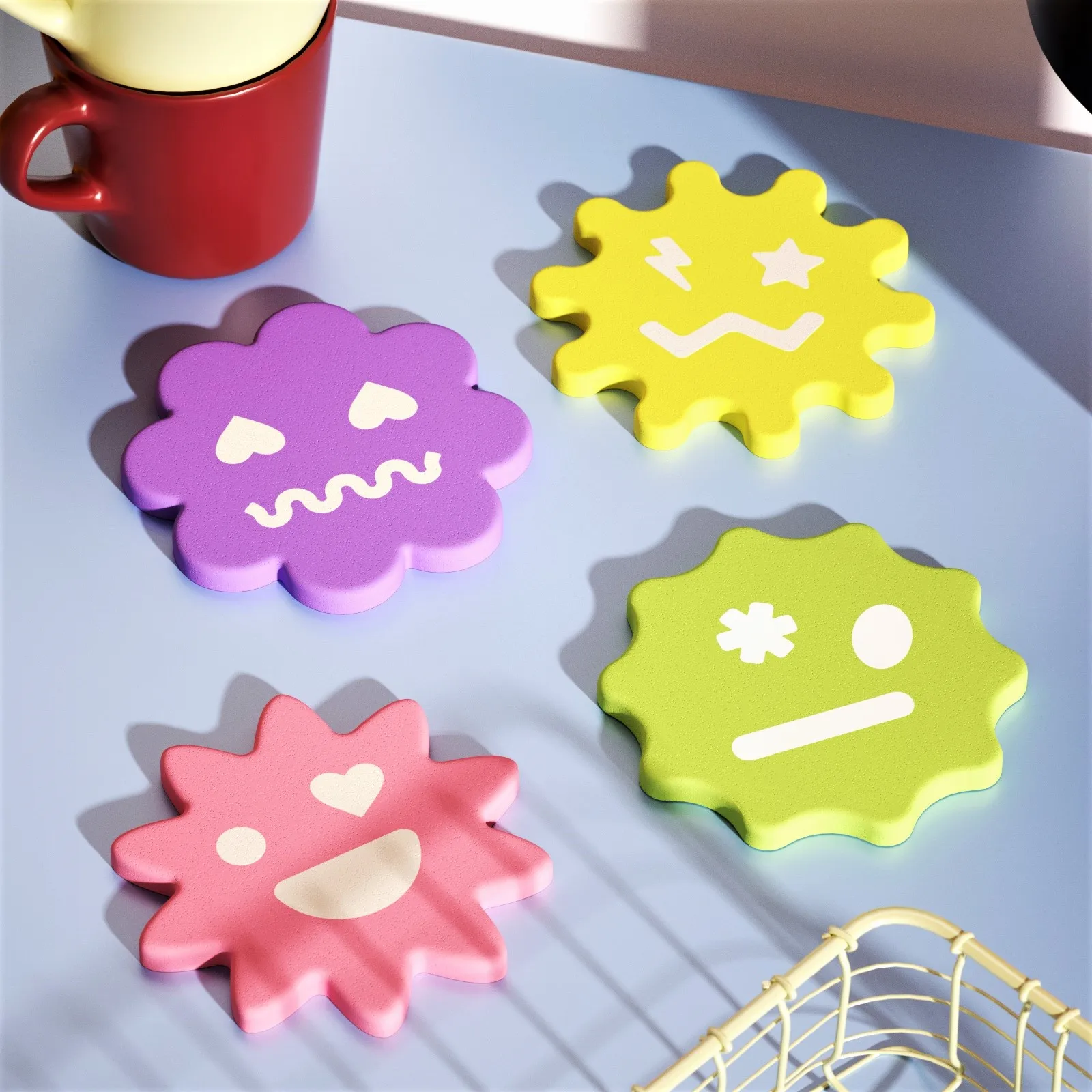 Coaster Flexible Silicone Mold | Silicone Moulds Coasters | Emoticon ...