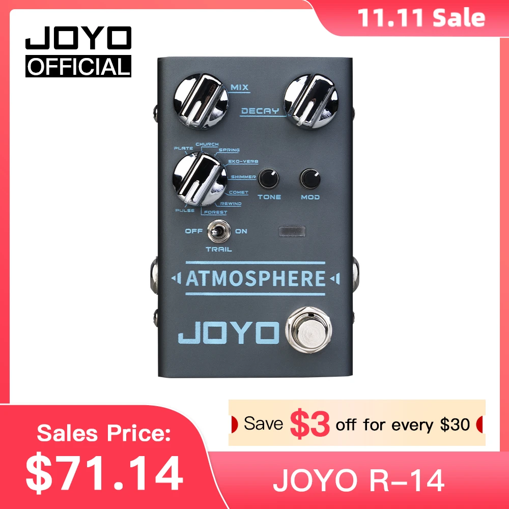 Joyo R-14 Atmosphere Reverb Pedal Guitar Multi Effect Plate Church ...