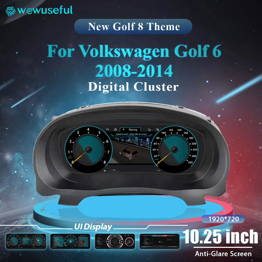 10.25'' Lcd Digitaal Dashboard For VW Golf 6 MK6 2010 11 12 13 14 Years ...