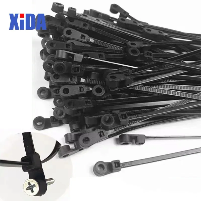 Nylon Cable Tie 4*200 Fixed Cable Tie Nylon Cable Zip Ties With Screw Hole Mount Self Locking ...