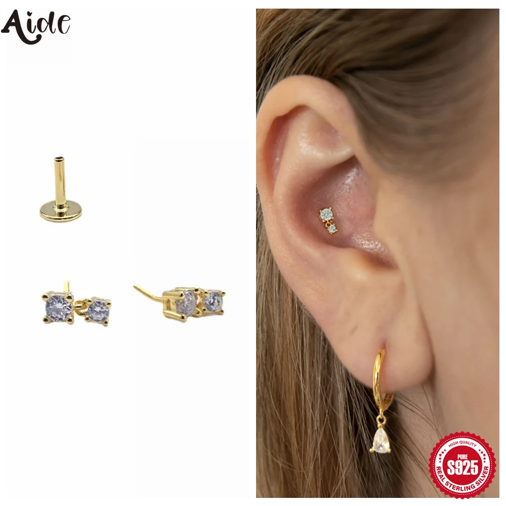 Aide Stud Earring Nose Stud Cartilage Piercing Jewelry 925 Sterling ...