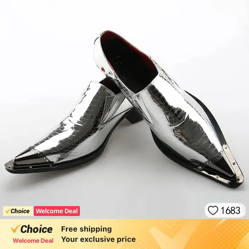 New-Mens-Dressing-Shoes-Luxury-Silver-Serpentine-Breathable-Designer ...