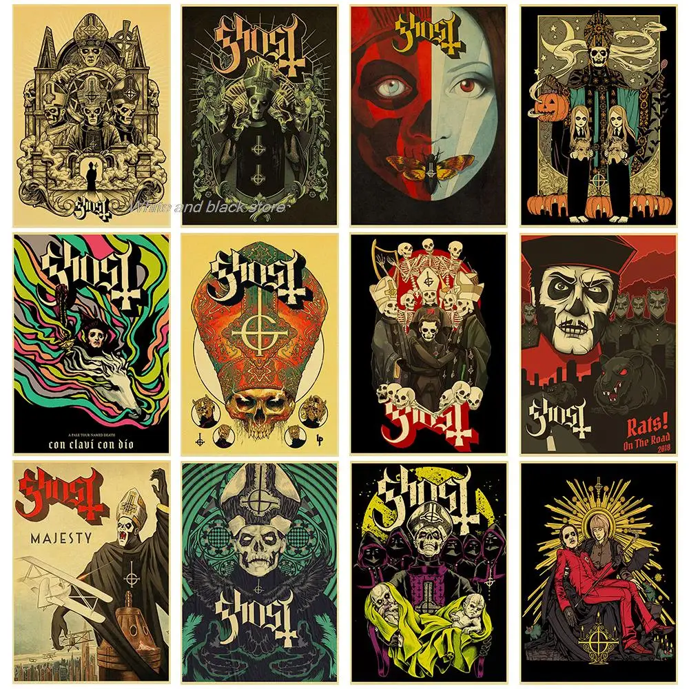 Ghost-Band-Print-Posters-Kraft-Paper-Poster-Nostalgia-Exquisite-Decoration-Salon-Art-Picture ...