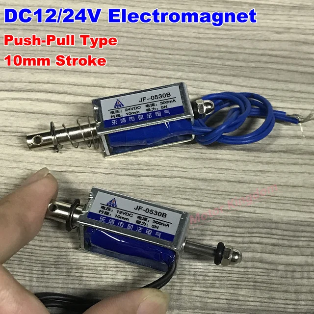 Mágnesszeloid Elektromágnes Dc 12V 24 V 10 Mm -Es Lökés Push Pluge Type ...