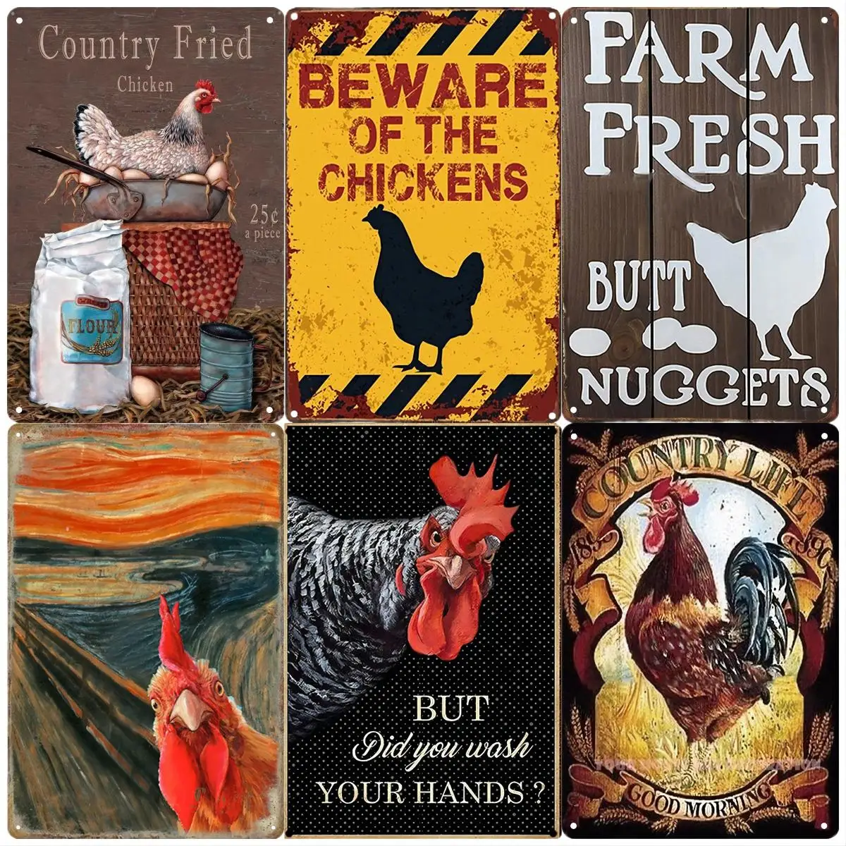Vintage-Tin-Sign-Home-is-Where-the-Chickens-Are-Metal-Signs-Funny-for ...