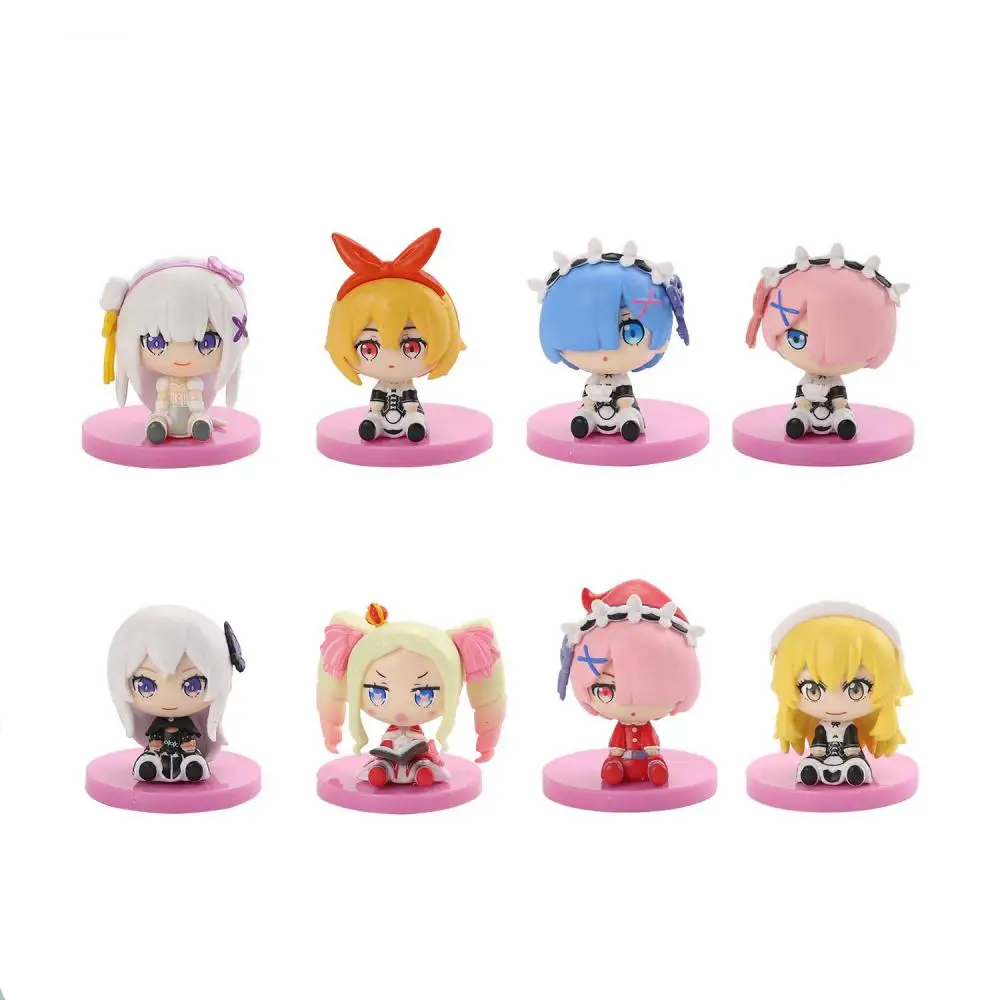 Re: Zero Ram Rem Q 버전 피규어 인형 모델, PVC 모델 장난감 선물, 트위스트 에그 인형 장식품, 8 개