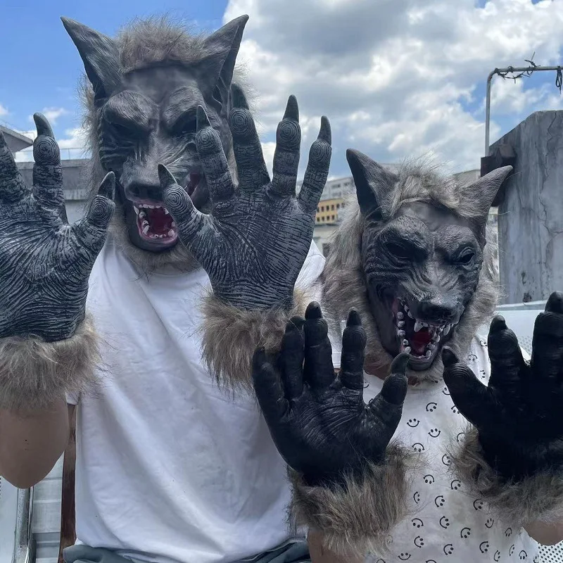 Horror-Werewolf-Costumes-Halloween-Cosplay-Wolf-Mask-Werewolf-Claws-Set ...