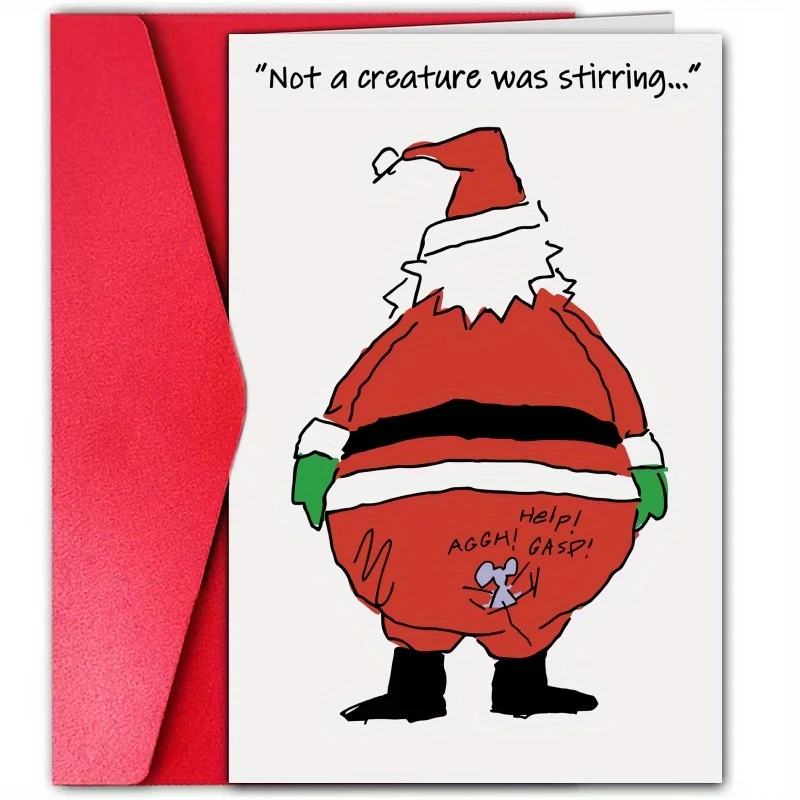 1pc, Christmas card, Merry Christmas, Santa Claus, Not a creature was ...