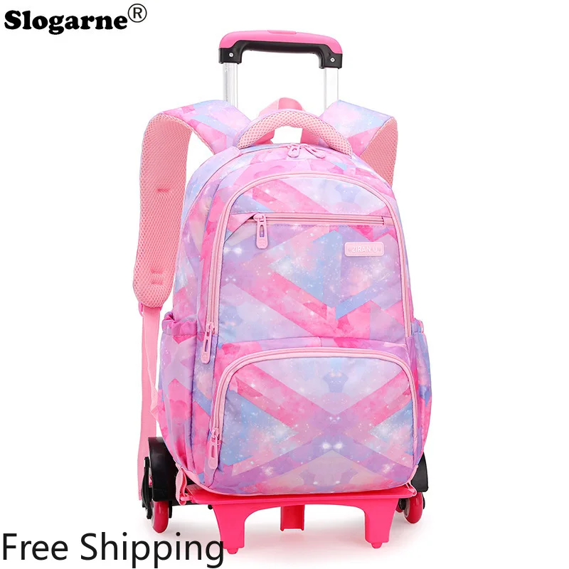 Students Wheeled Bag 2025 New Kids School Bag with 6 Wheels Boy Rolling ...