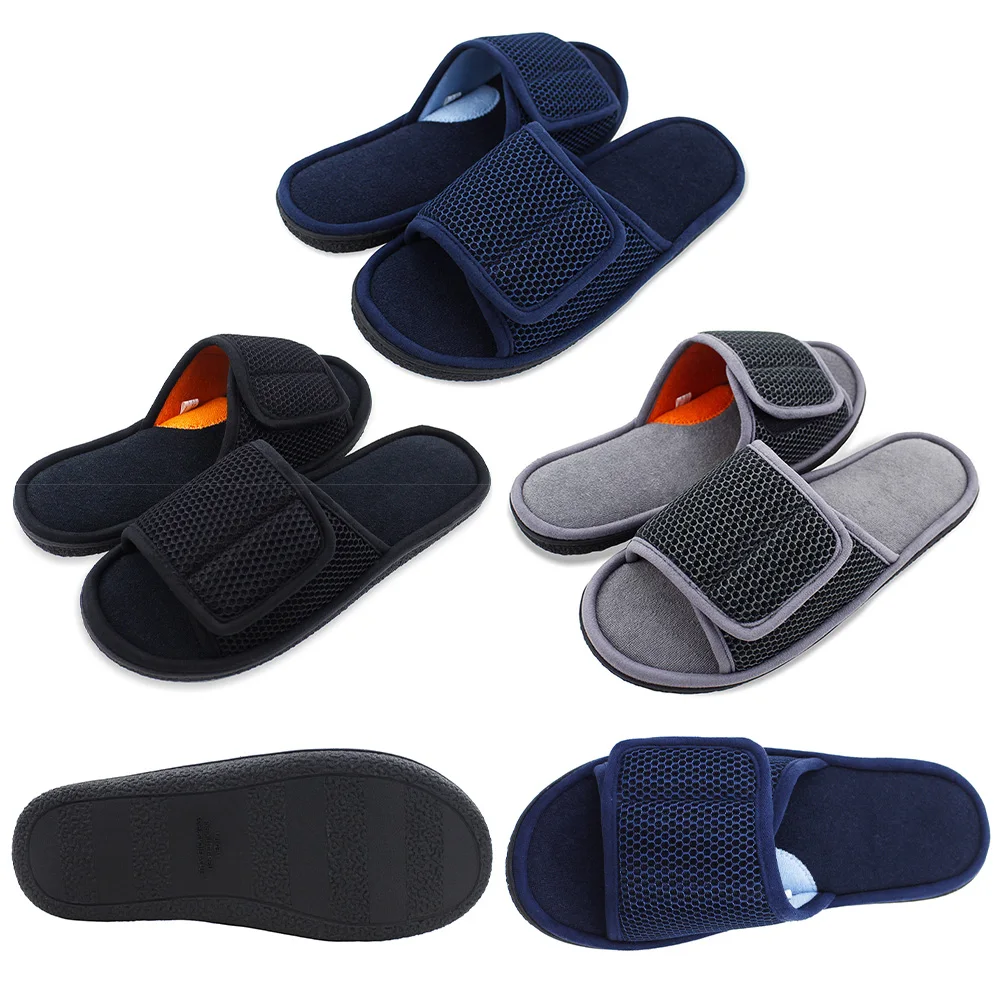 Adjustable-Strap-House-Slippers-Open-Toe-Indoor-Slip-on-Mens-Slides ...