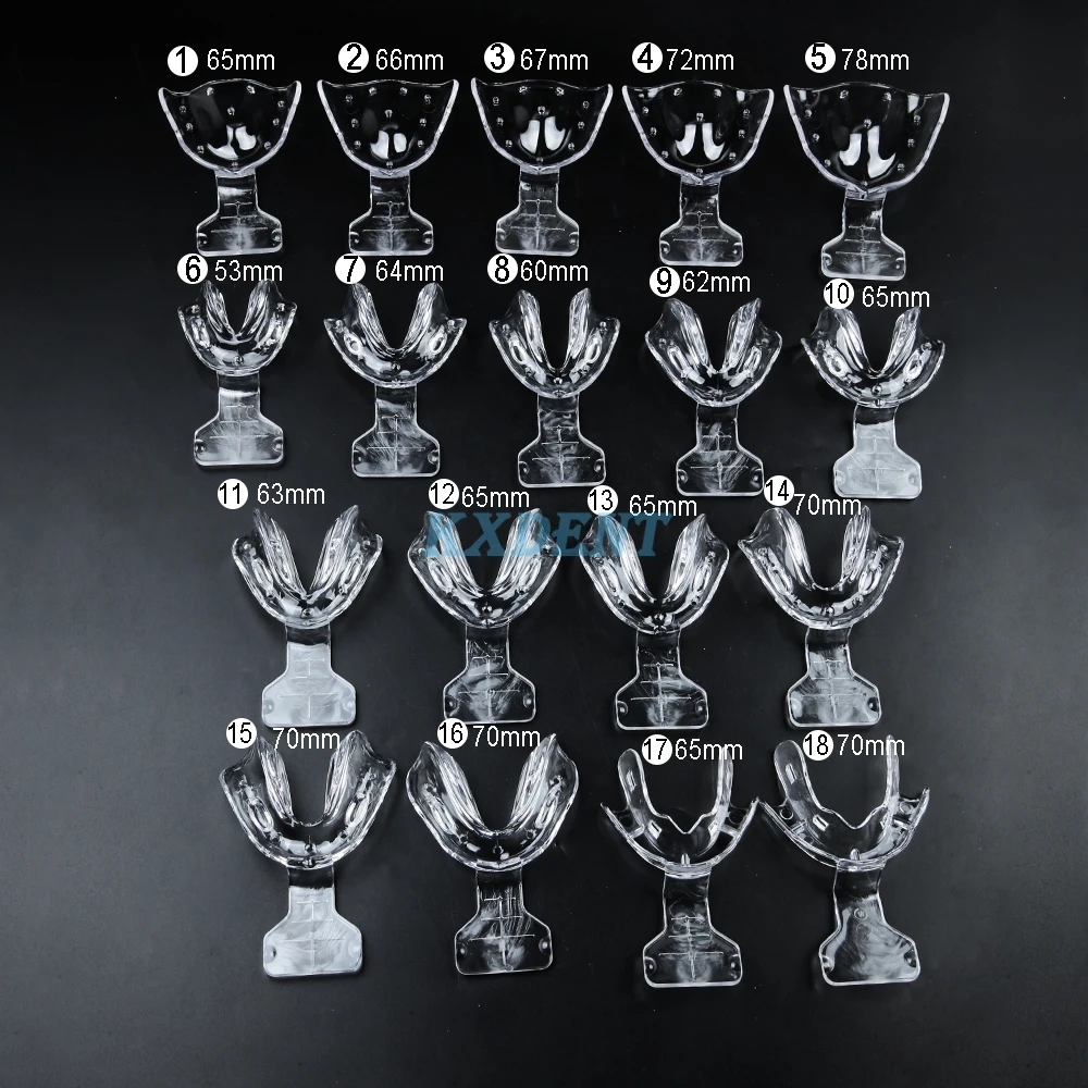 18Pcs/set Dental Impression Trays Frame Cut Back Tray For Denture Made ...