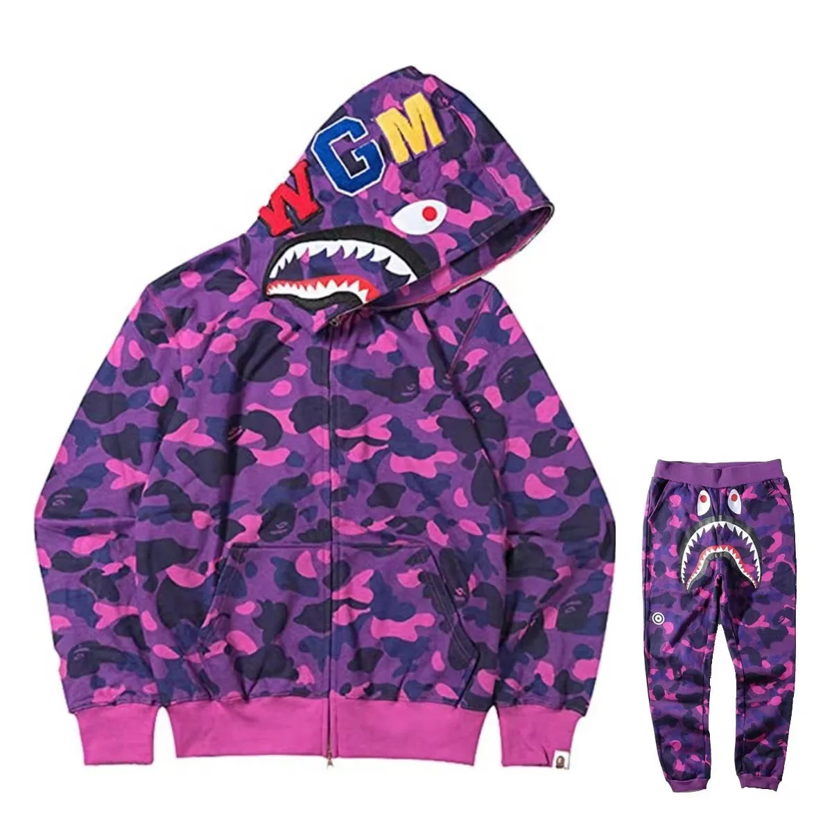 Bapes Shark Conjunto de camuflaje con cremallera para hombre, Sudadera ...