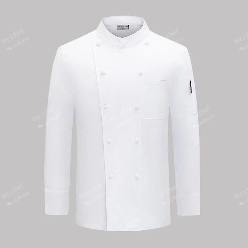 White-chef-jacket-long-sleeve-chef-coat-T-shirt-Hotel-chef-uniform ...