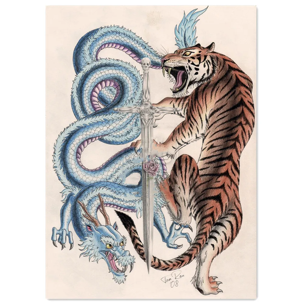 Tiger Vs Dragon Drawings