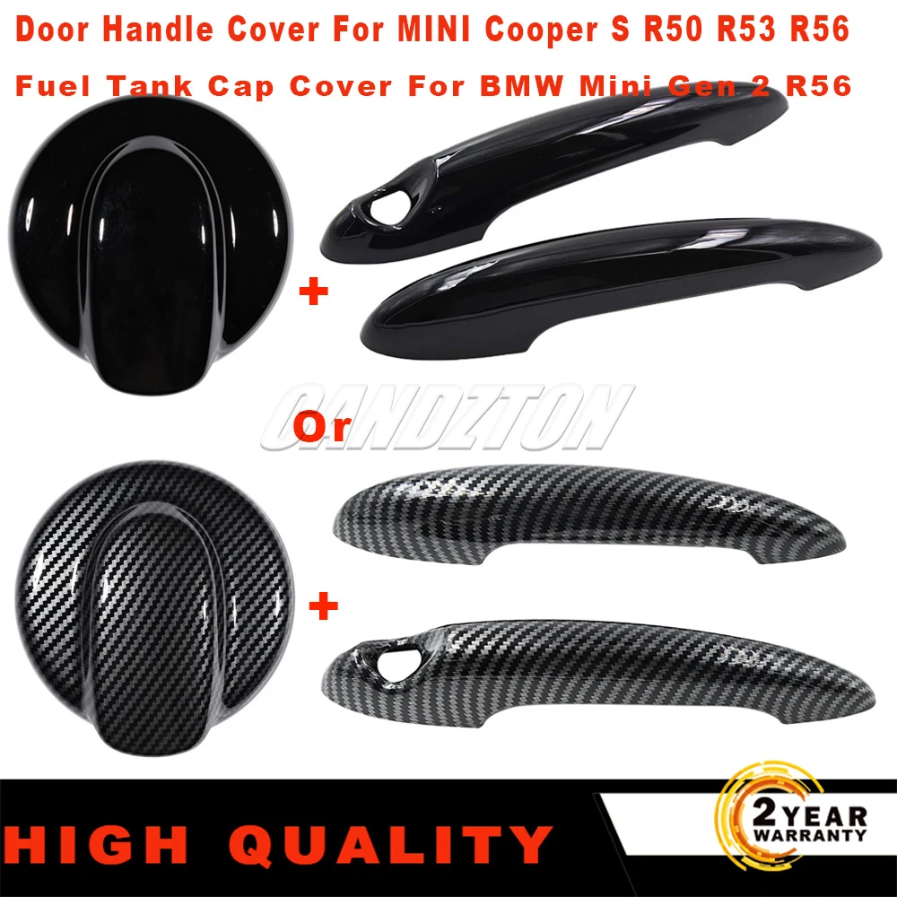 2PCS-Black-Or-Carbon-Fiber-Door-Handle-Cover-For-MINI-Cooper-S-R50-R53 ...