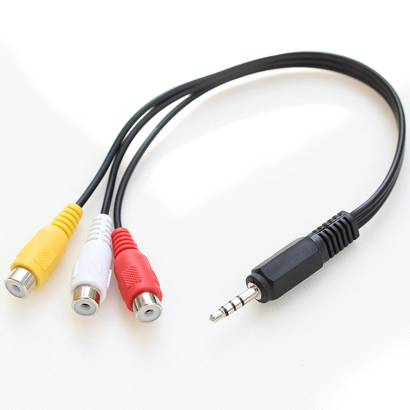 Qualidade 1/8 "3.5mm 4pin mini av trrs plug para 3 rca fêmea jack áudio ...