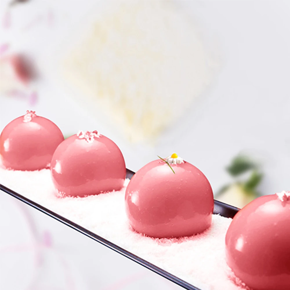 8 Cavity 3d Ball Round Sphere Silicone Cake Molds Baking Pudding Mousse ...