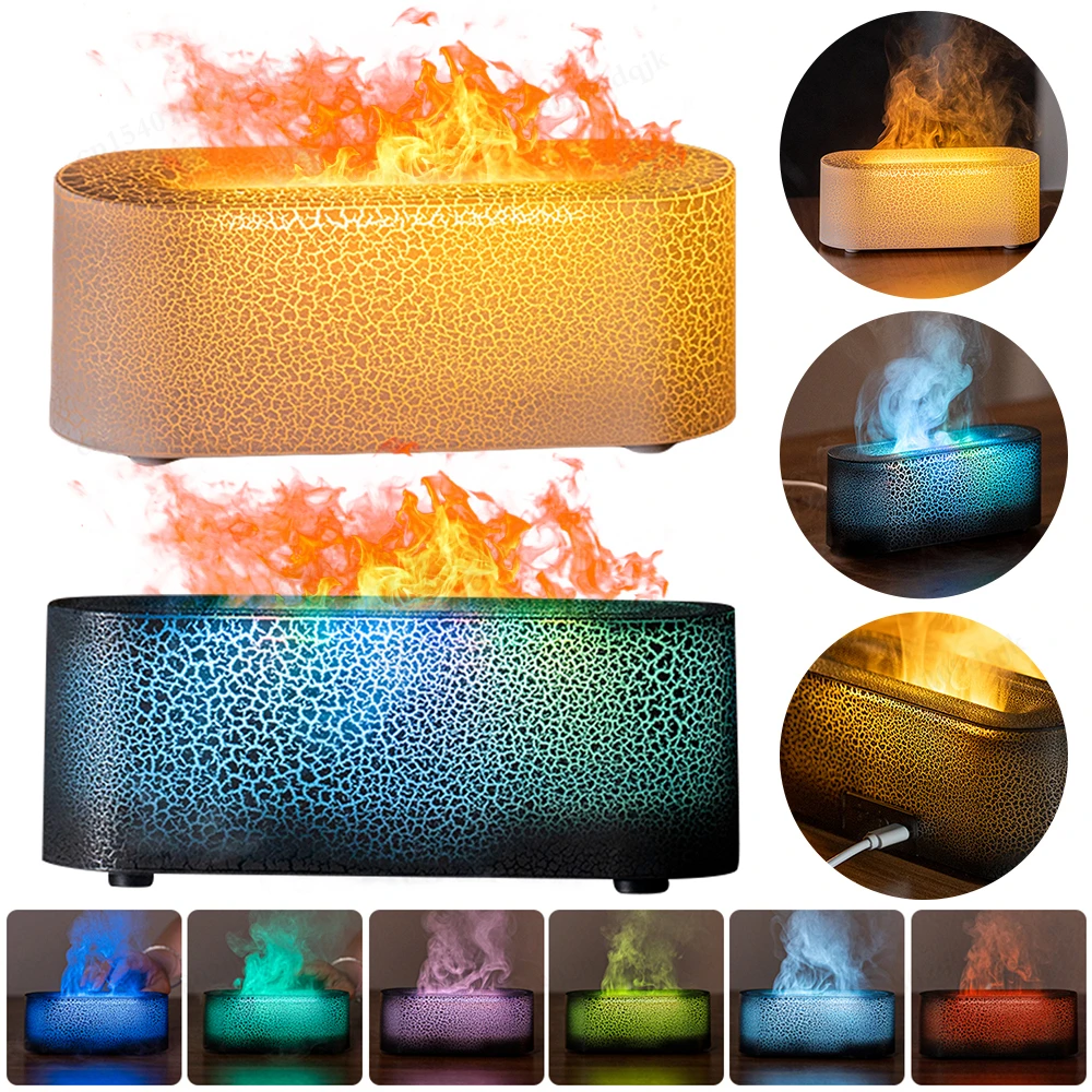 7 Colorful Flame Diffuser USB Air Humidifier Aromatherapy Essential for ...