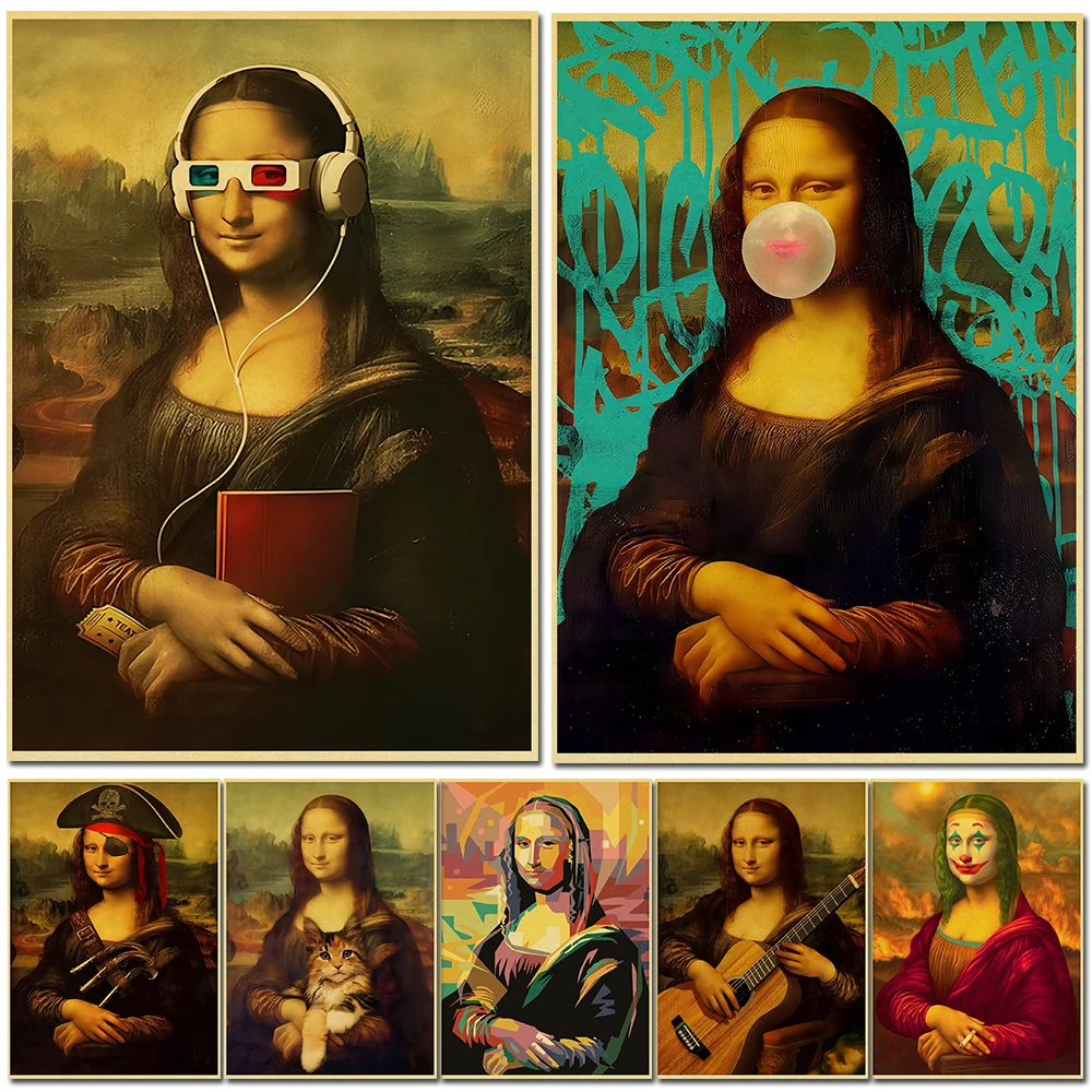 Mona Lisa Funny Photo Famous Poster Wall Chart Print Posters Home ...