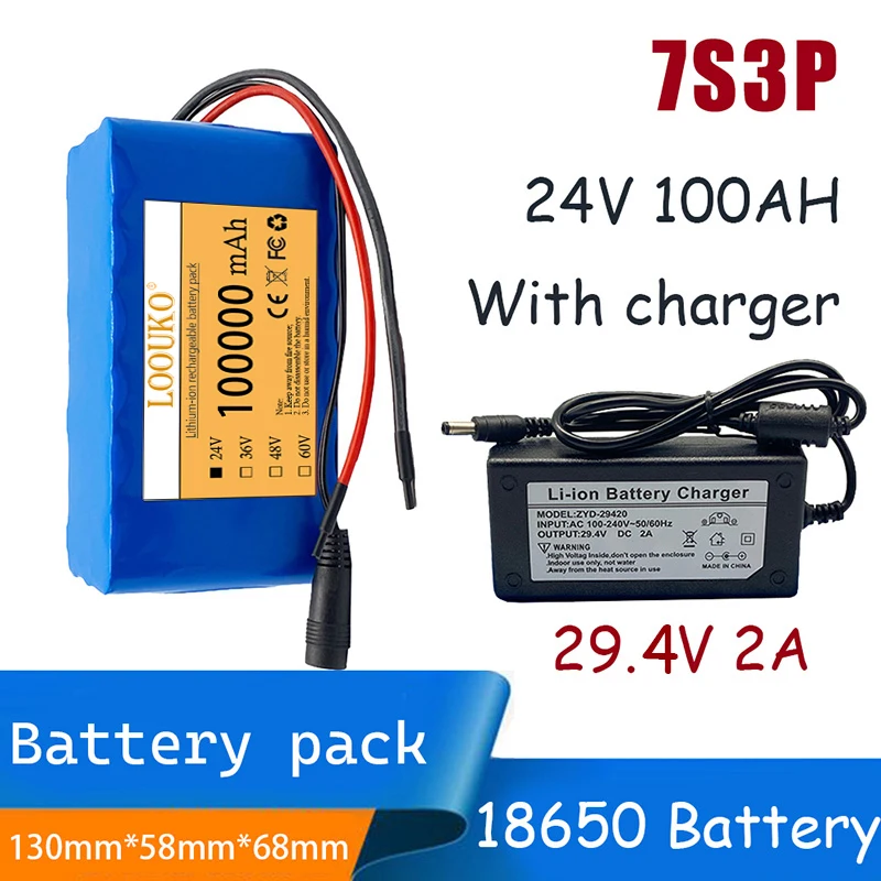7S3P-24v-100000mah-18650-Li-ion-Battery-Pack-W-29-4v-2A-Charger-Lithium ...