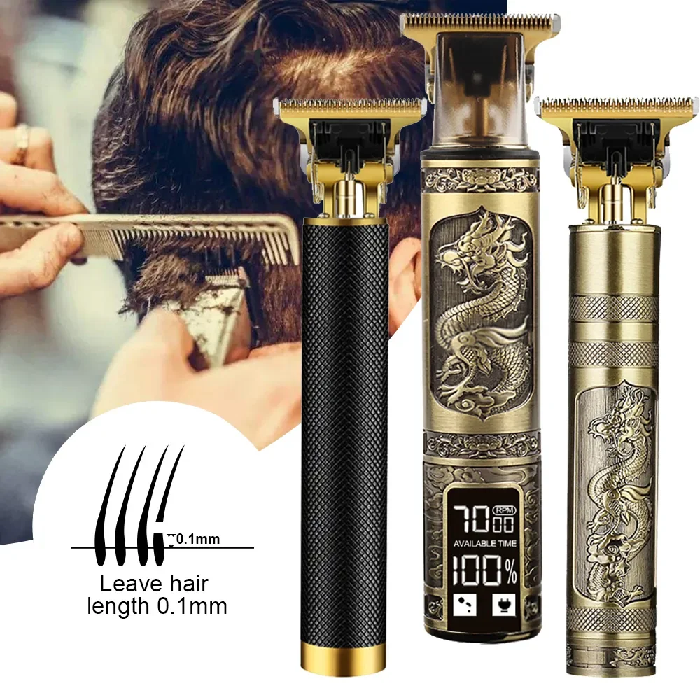 Electric Barber T9 Upgraded Lcd Rechargeable Retro Oil Head Carving ...