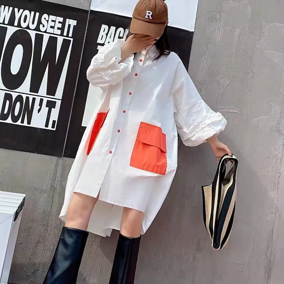 Ruffle-Spliced-Autumn-Dress-Wrist-Sleeve-Women-Street-Wear-Clothes-Turn ...