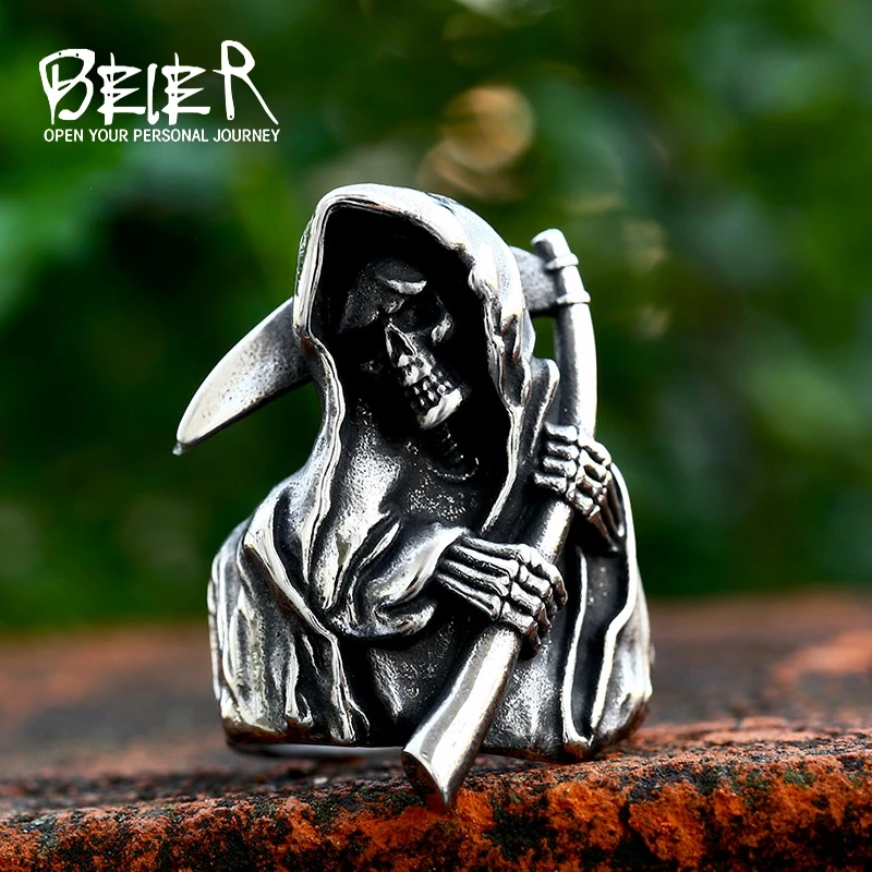 BEIER-100-Stainless-steel-Wholesale-Cheap-Cool-Hell-Death-Skull-Man ...