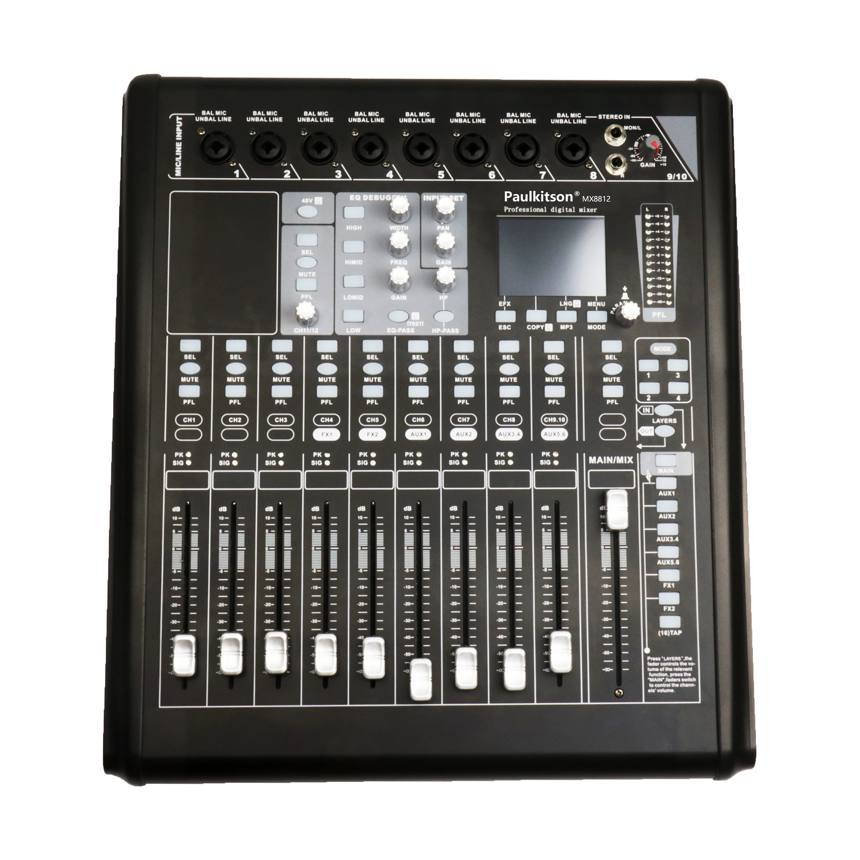 Paulkitson MX8812 Console Mixer Professional Stage Performance 12 ...